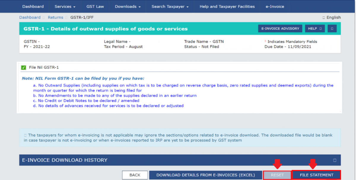 How to File Nil GSTR 1 - LegalWiz.in