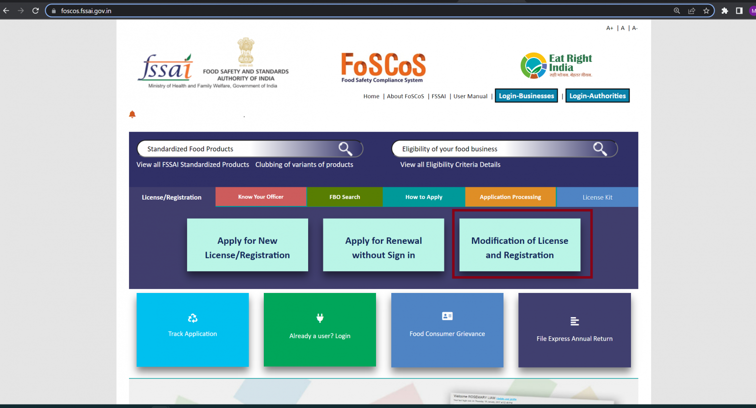How to apply for modification of FSSAI License - LegalWiz.in