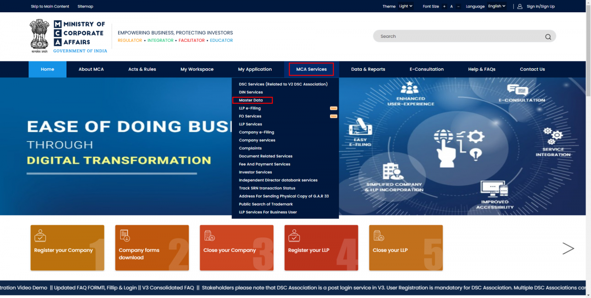 How to view company details from MCA Master Data service? - LegalWiz.in