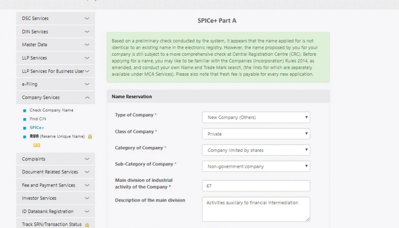 Everything about SPICe form for Company Registration - LegalWiz.in