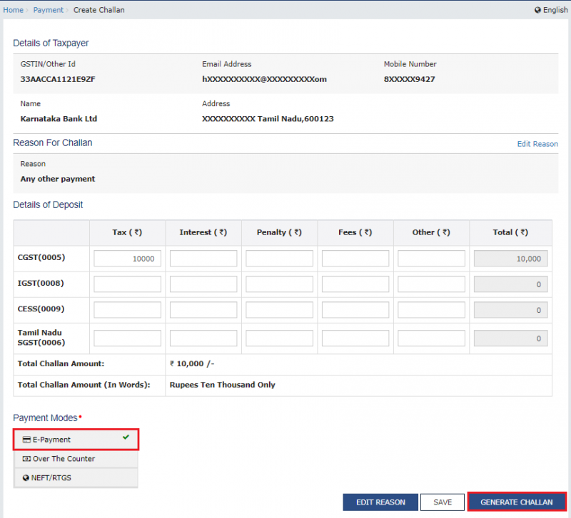 How to generate GST challan Online - LegalWiz.in