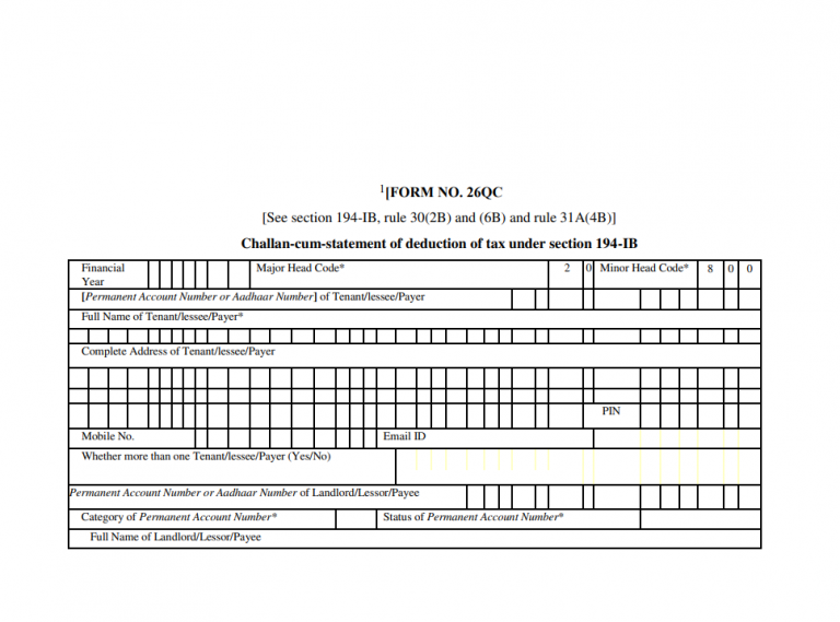 Form 26QC TDS on rent of property - LegalWiz.in